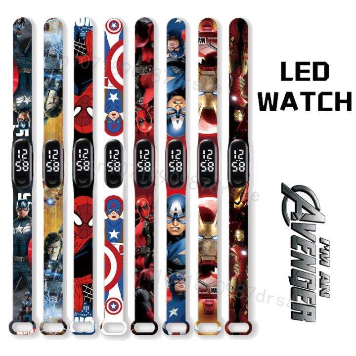 Marvel Avengers LED Watch Spiderman Iron Man Anime Figures Peripherals ...