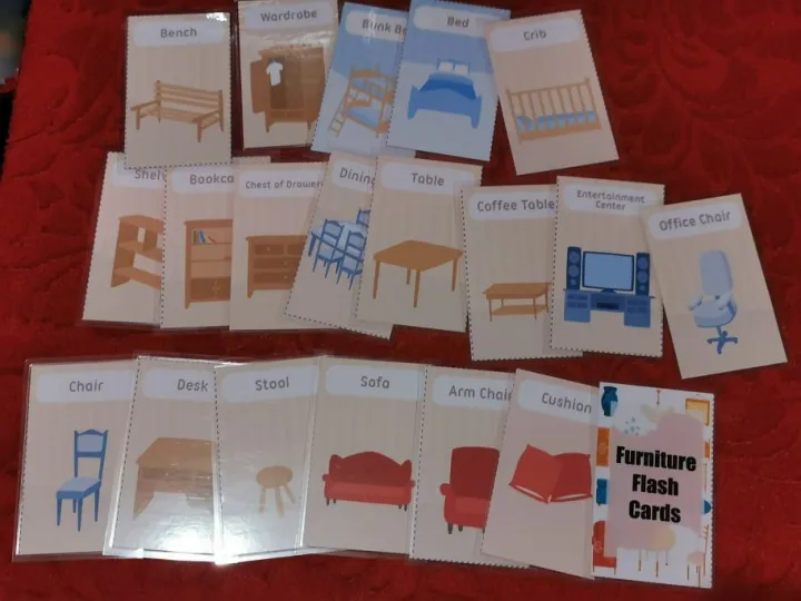 House Furnitures Flash Cards Flash Cards for Kids Laminated | Lazada PH
