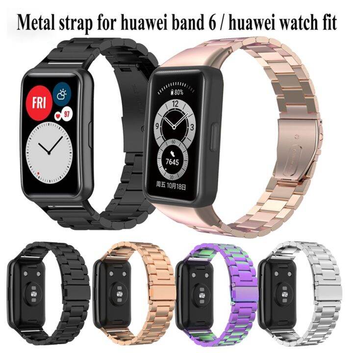 สายนาฬิกาสแตนเลส Huawei Band 6สายสำหรับ Huawei Band 6สายโลหะสำหรับ ...