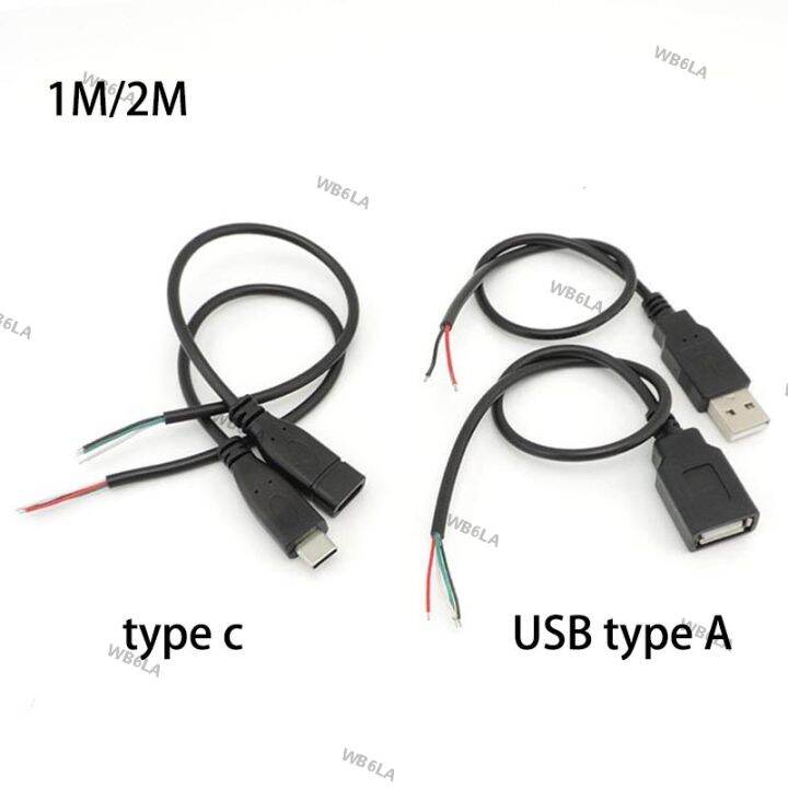 2/4 Pin USB Female Jack Usb type C Male Female Connector Power Supply Data Line Charging Cable ...