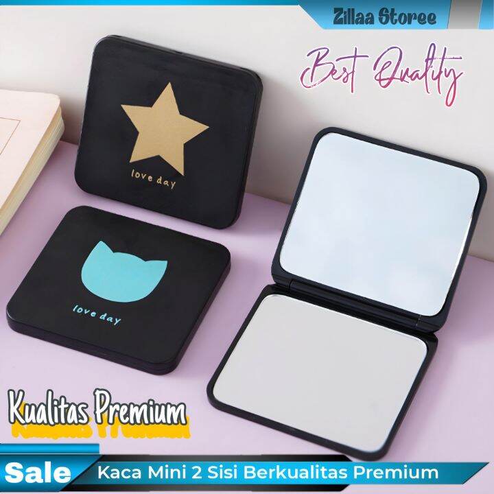 [Best Quality] Cermin Lipat Mini Travel Kaca Rias Makeup 2 Sisi Love ...