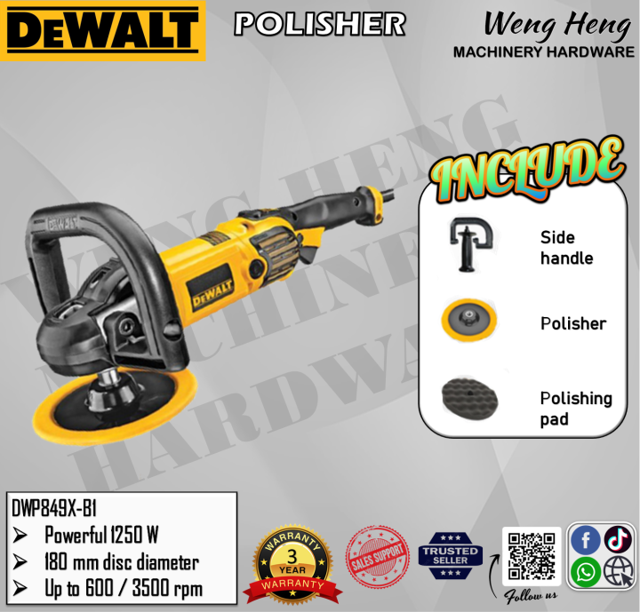 100% Genuine Dewalt 1250W 7" 180mm Polisher - Model DWP849X | Lazada