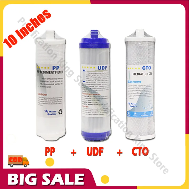 3 PCS 10 Inch Water Purifier Replacement Filter Element - PP/UDF/CTO Set Combination | Lazada PH