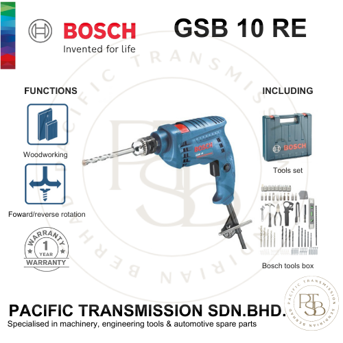 GSB 10 RE BOSCH PROFESSIONAL CORDED IMPACT DRILL 10MM | 500W | COMES WITH ACCESSORIES SET | Lazada