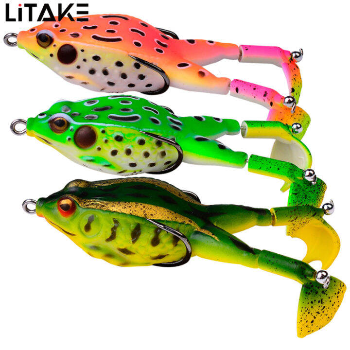 Litake Topwater Frog Lure Bass Trout Fishing Lures Kit Set Frog Soft ...