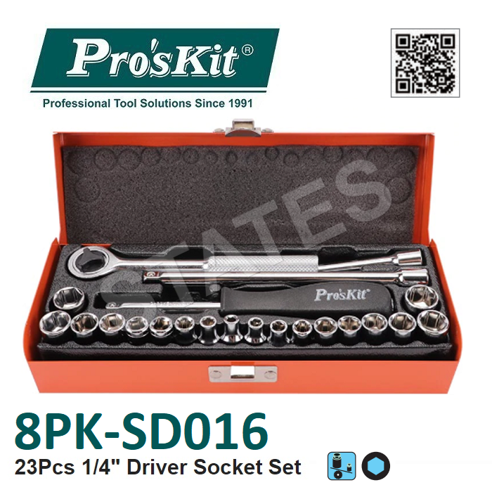 Pro'sKit 8PK-SD016 23pcs 1/4" Driver Socket Set - Taiwan | Lazada