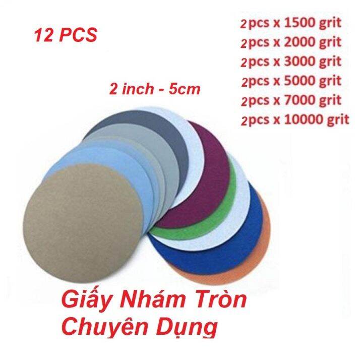 Giấy Nhám Mịn Tròn 2 inch (12 tờ) P1500 - P10000 Chuyên Dụng Cho Thợ ...
