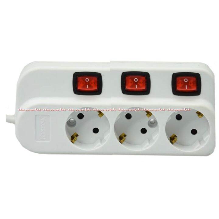 Krisbow Stop Kontak 3 Putih Colokan Kabel Socket Dengan Tombol On Off ...