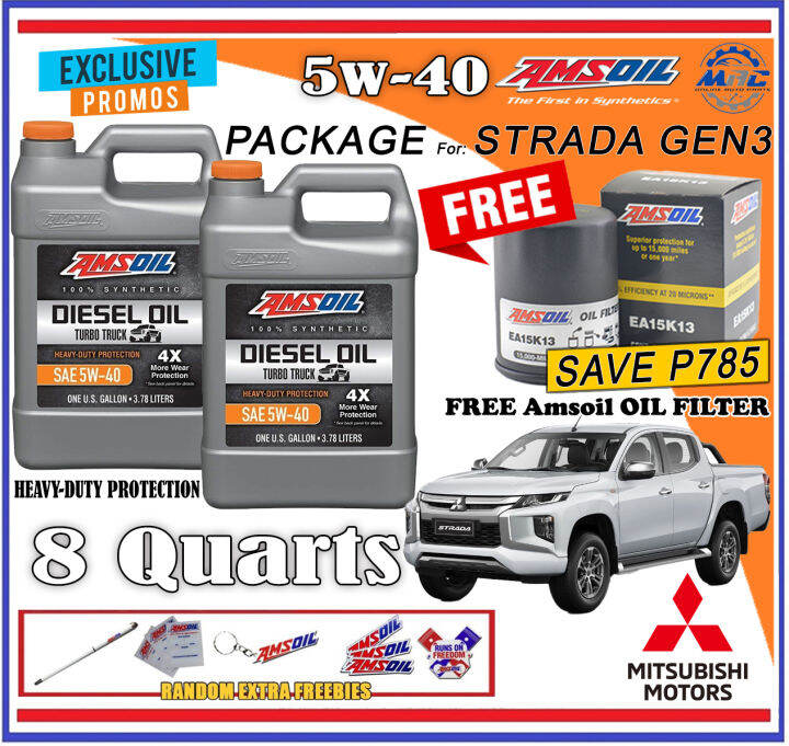 AMSOIL Heavy Duty Turbo Truck 5W-40 8 quarts FREE Oil Filter Package ...