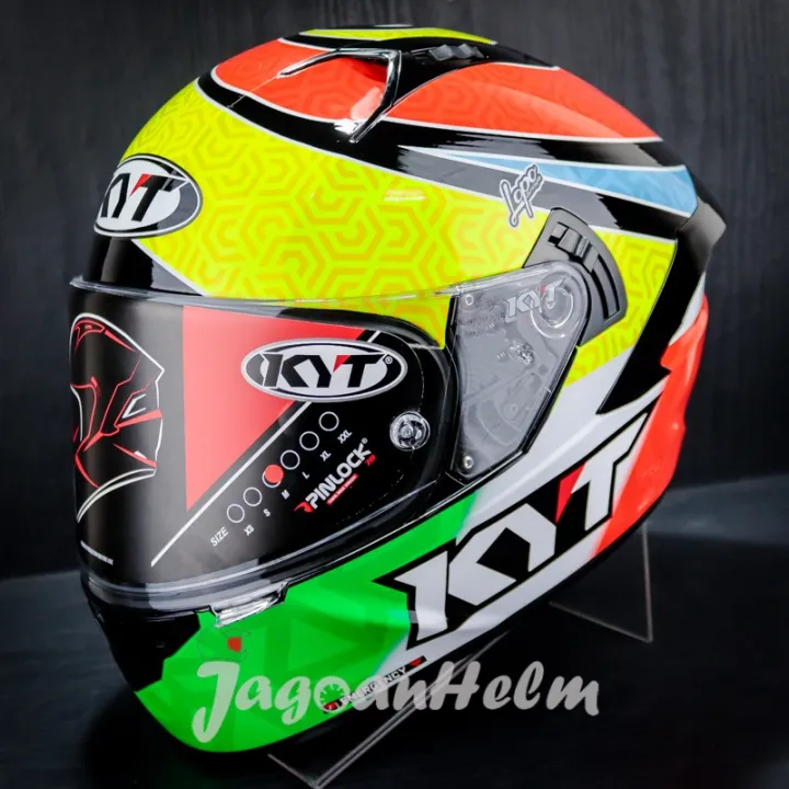 KYT HELM NFR SAVA | YELLOW GREEN RED FLUO | DOUBLE VISOR | Lazada Indonesia