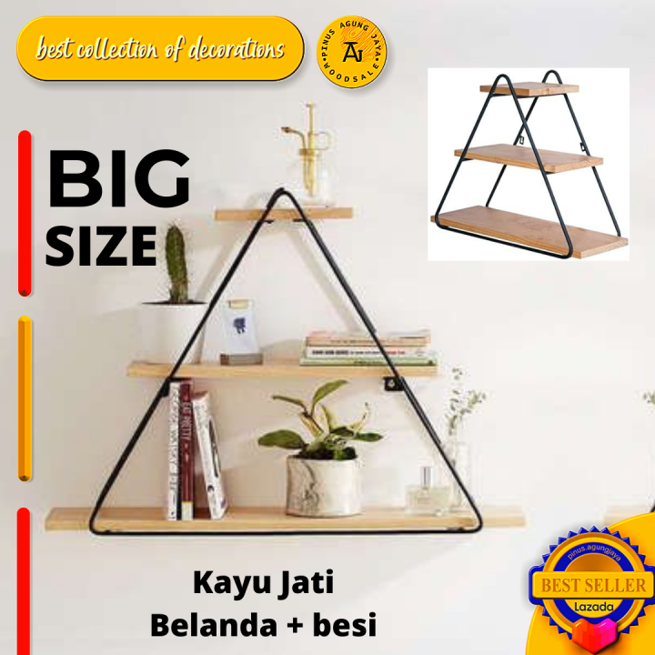 rak buku segitiga besi ukuran besar 70cm x 70cm -Rak keren Murah ...