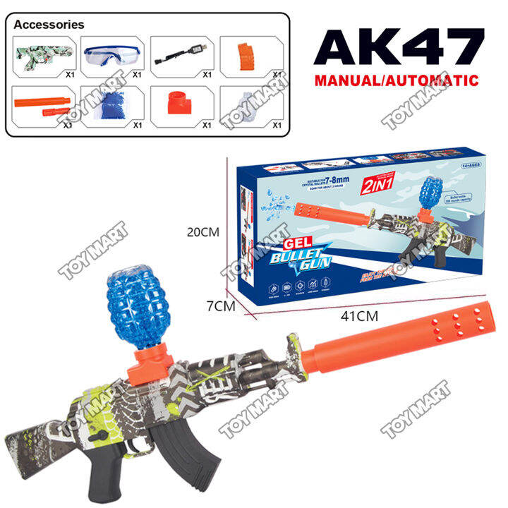 Aqua Burst Elite AK47 Gel Bullet Gun Powerful Water-Powered Blaster ...