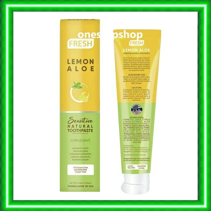 Fresh Lemon Aloe Sensitive Natural Toothpaste 120mL | Lazada PH