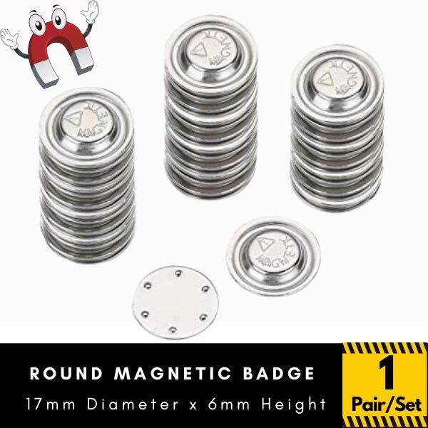 1 Set Round Magnetic Badge with Adhesive, Name Tag, ID Holder Strong ...