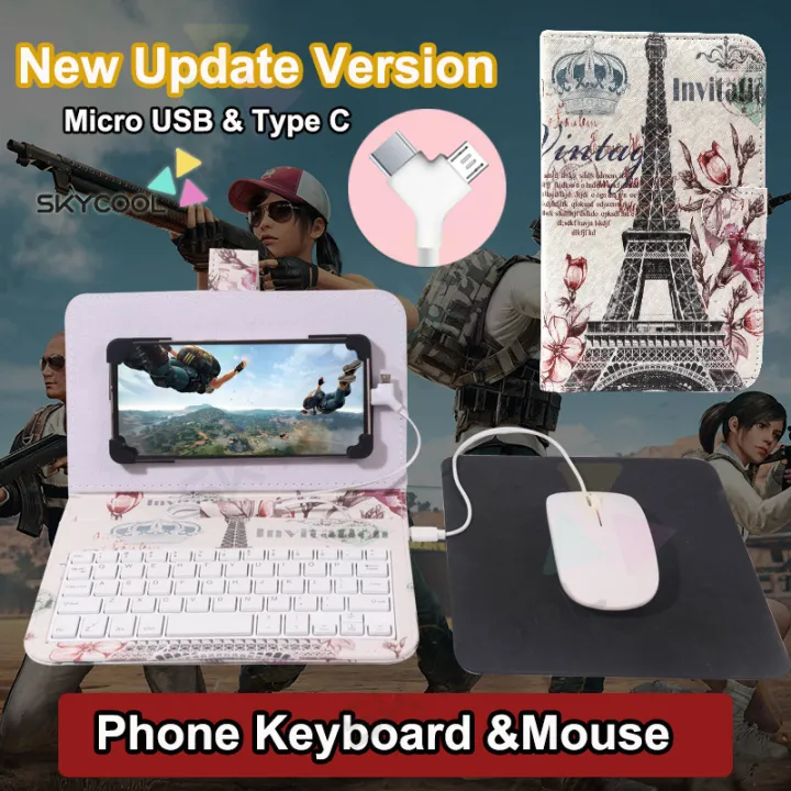 【New Version】Keyboard Mobile Phone Mouse Cover Portable 2 Cable Type-C ...