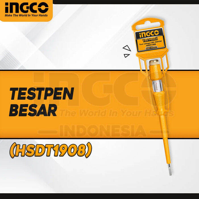 Test Pen 500VAC (-) 4x190mm INGCO HSDT1908 Obeng Tespen Listrik Lampu ...