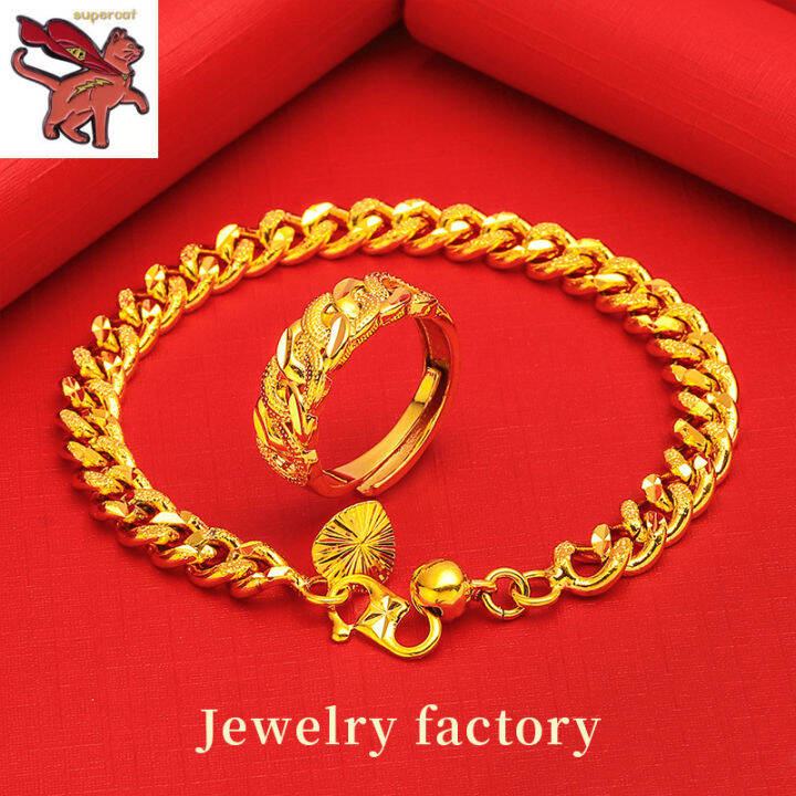 Cop 916 Emas Bangkok Emas Korea classic men's gold plated bracelet boss ...