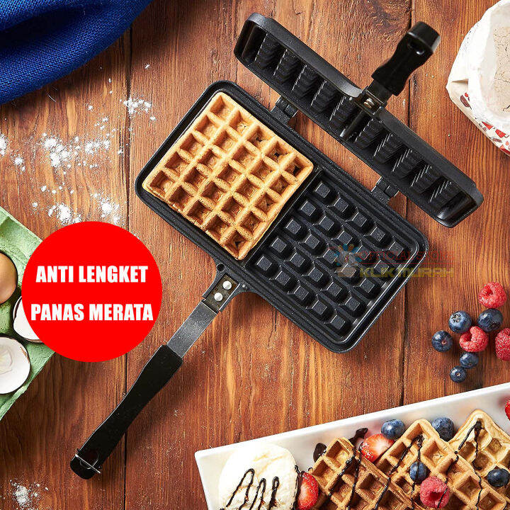 Cetakan kue Waffle Maker stovetop 2175 GM Double belgian wafel crofel ...