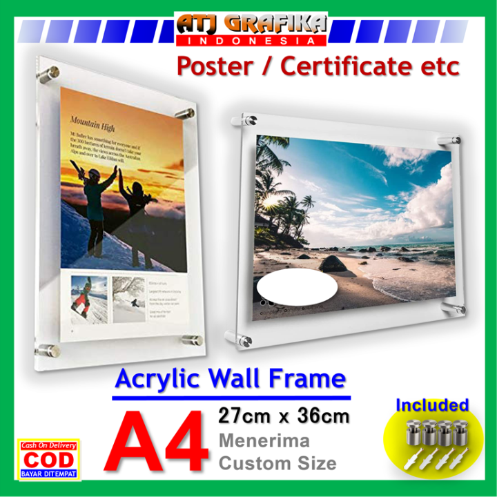 Premium akrilik dinding A4 Frame bingkai foto poster Acrylic wall 1set | Lazada Indonesia