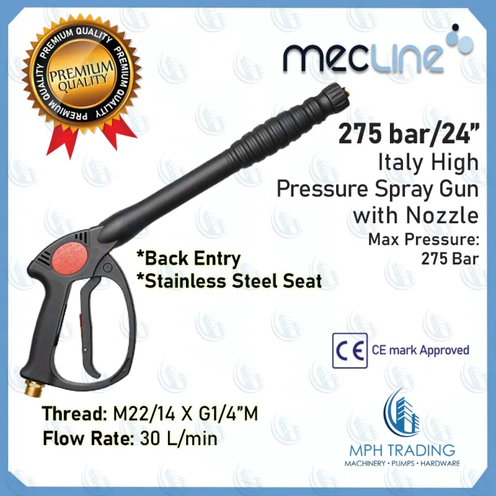 Mecline by Tecomec 275 Bar Italy High Pressure Spray Gun 24" with T10 ...