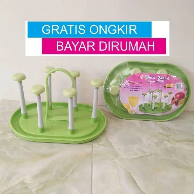 Stand Gelas 6 Stick Plastik OVAL / Tempat Cangkir / Rak Gelas / Tatakan ...