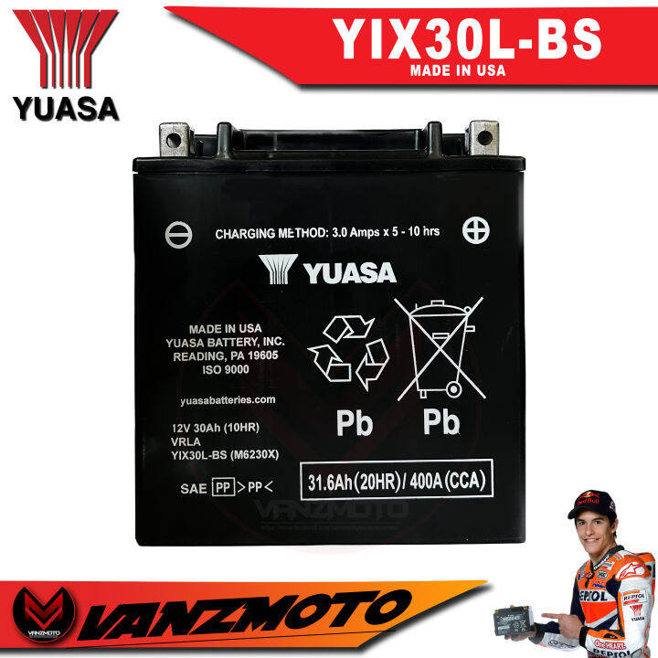 Yuasa YIX30L-BS M6230X Battery (USA) best for Harley Davidson Roadking ...