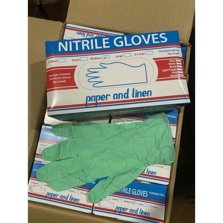 Paper N Linen Green Nitrile Medium Gloves 100 PCS | Lazada PH