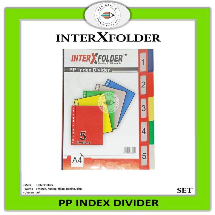 INTERX FOLDER - PP Index Divider A4 ( 5 Warna ) - SET | Lazada Indonesia