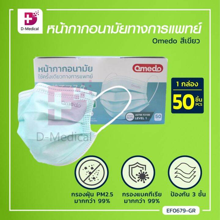[[ 1กล่อง 50ชิ้น ]] หน้ากากอนามัย Omedo ฟิลเตอร์ในการกรอง 3 ชั้น สายคล้องหูหนานุ่ม เบาสบาย ไม่ ...