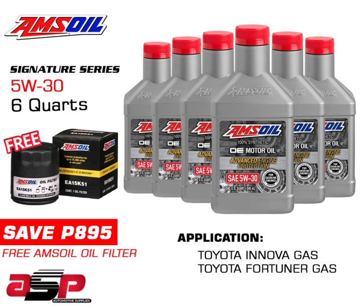 AMSOIL OE 5w-30 100% Synthetic Motor Oil 6 Quarts Bundle for TOYOTA ...