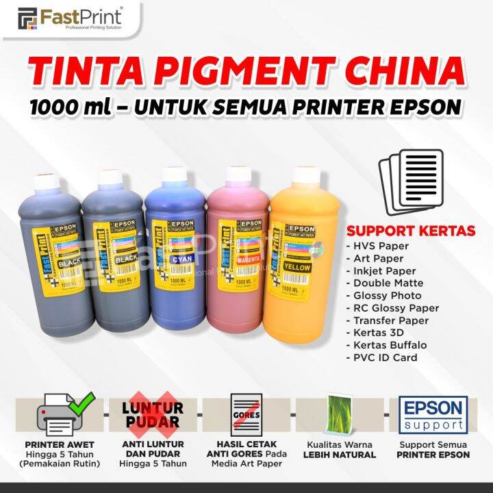 Tinta Pigment Durabrite Art Paper China 1000ML Printer Epson 1 Set 5 ...