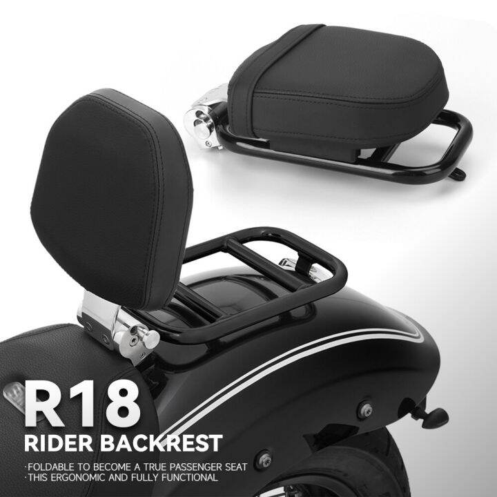 New Chrome Motorcycle Rider Backrest Foldable Back Rest Pad For BMW R18 ...