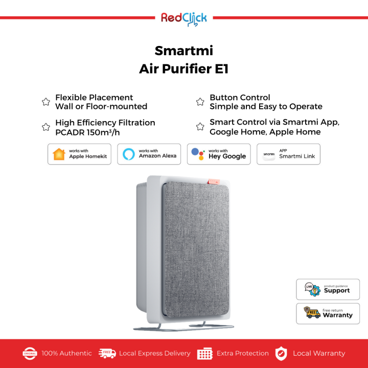 Smartmi Air Purifier E1 High Efficiency Filtration Flexible Placement ...