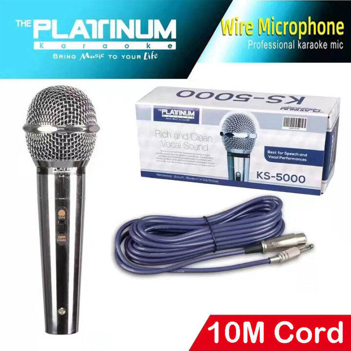 KS-5000 Platinum Heavy Duty Wired Dynamic Microphone for Videoke/Karaoke Machine 10 Meter Wire ...