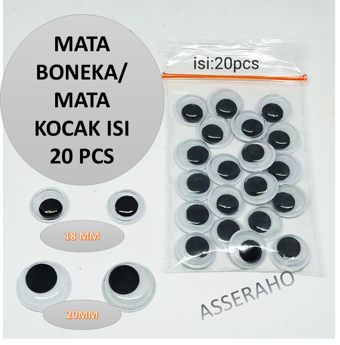Isi 20 Pcs Mata Boneka/Mata Kocak/Mata-mataan Kerajinan Tangan | Lazada ...