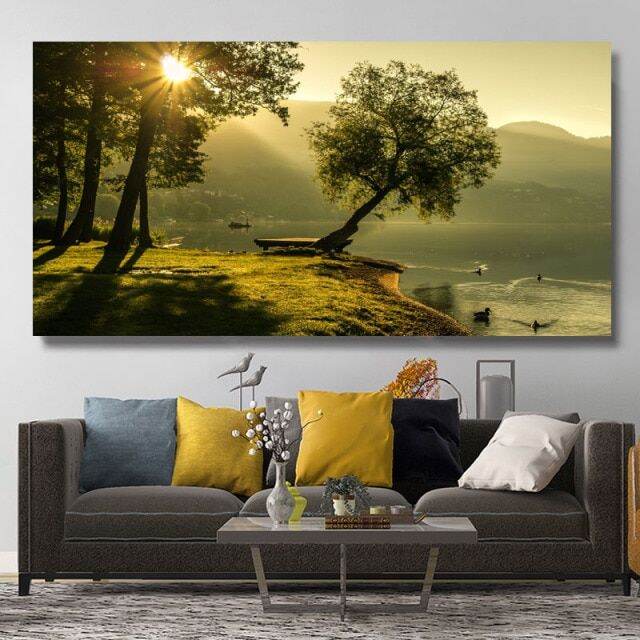 SELFLESSLY ART Natural Landscape Poster Sky Sea Sunrise Painting ...