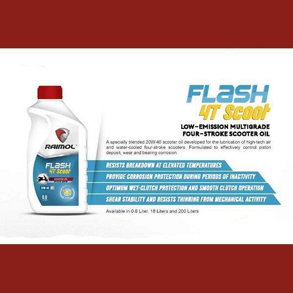 Tiaried RAIMOL FLASH 4T SCOOT 800ML 20W40 SG CD 4 STROKE MOTORCYCLE OIL ...