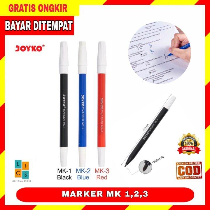 Spidol Marker Penanda Joyko MK-123 Hitam Biru Merah | Lazada Indonesia
