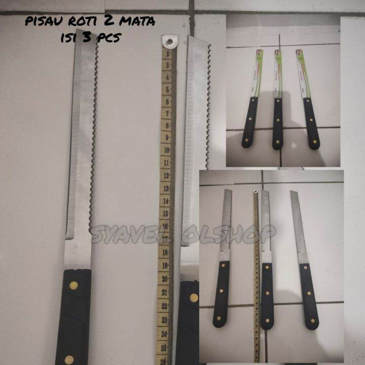 pisau roti stainless steel 2 mata 3 pcs | Lazada Indonesia