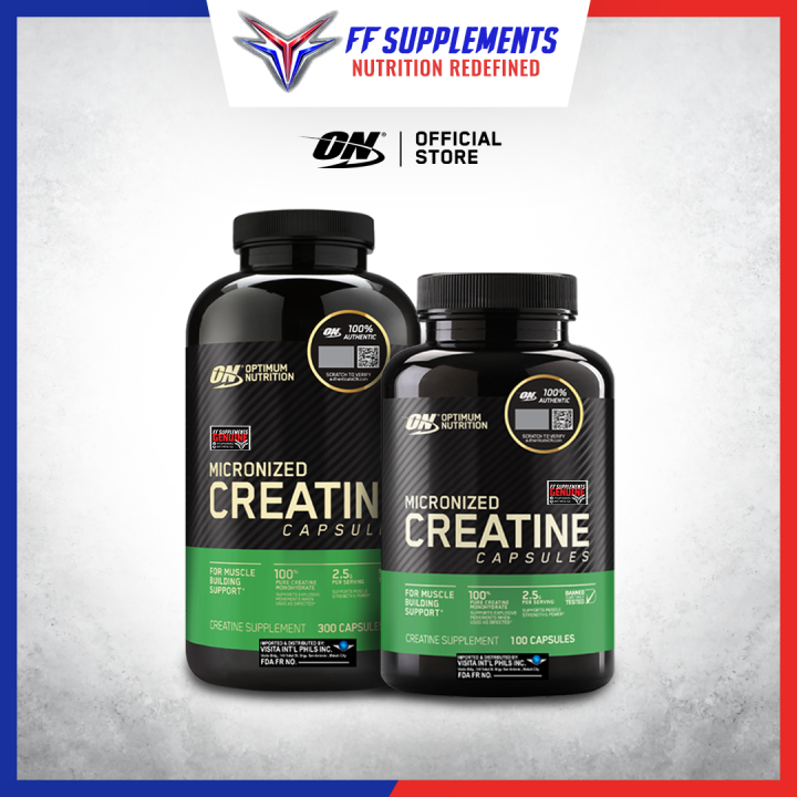 ON Creatine Capsules with ON Authentication Stickers (200 caps, 300 ...