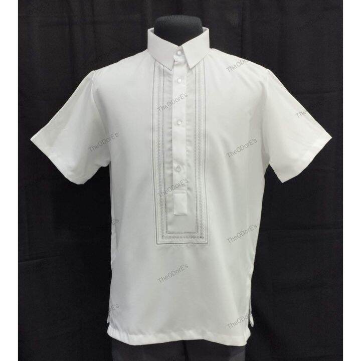 MENS POLO BARONG Half Button White | Lazada PH