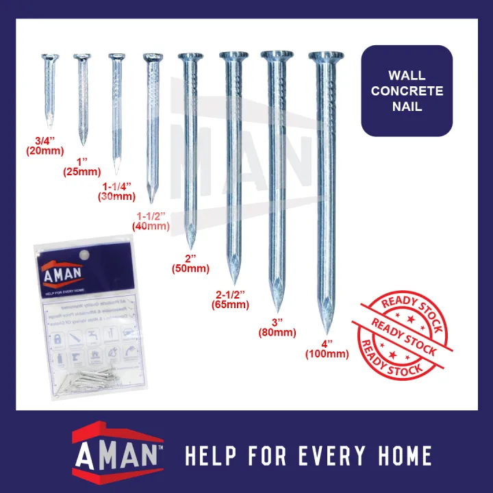 AMAN Grooved Shank Concreate Nail Wall Nail Paku Simen Paku Cement Paku ...