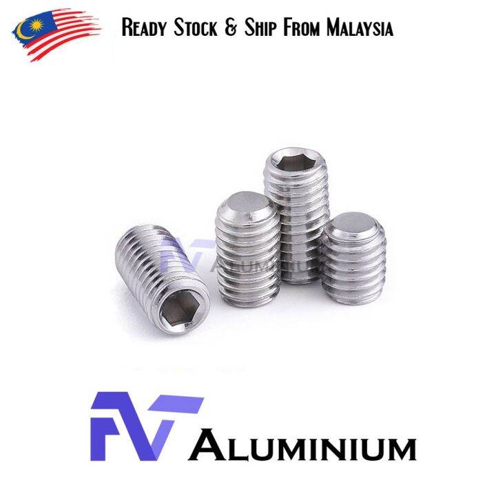 [5pcs] M3 M4 M5 M6 M8 Grub Metric Headless Set Screw 304 Stainless Steel Hex Allen Socket Head ...
