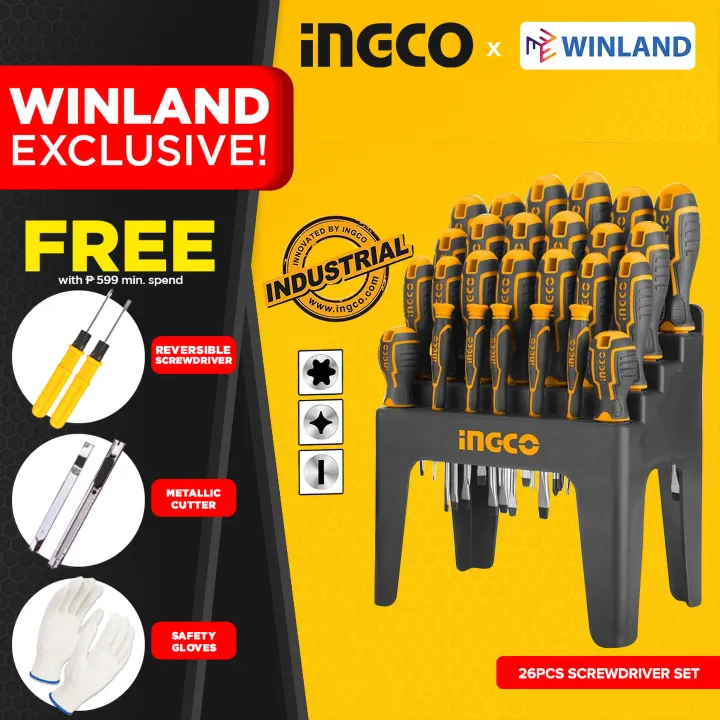 INGCO by Winland 26pcs Screwdriver Tools Screw Driver Set HKSD2628 ...