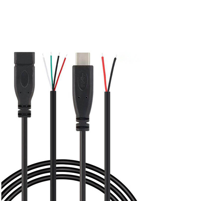 QKKQLA 5pcs 2pin 4pin Wire USB 2.0 Type C Male female Plug Extension ...