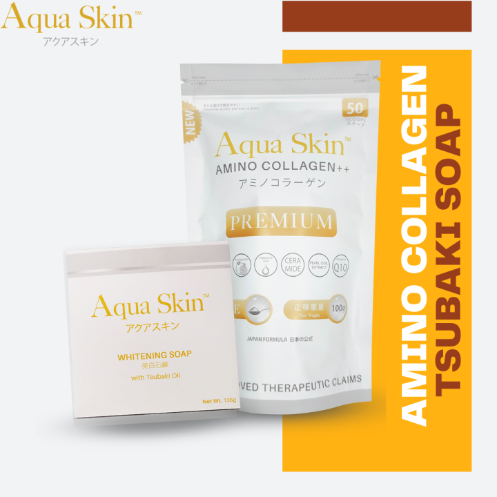 Aqua Skin Amino Collagen Powder Drink Ceramide Marine Collagen CoQ10 ...