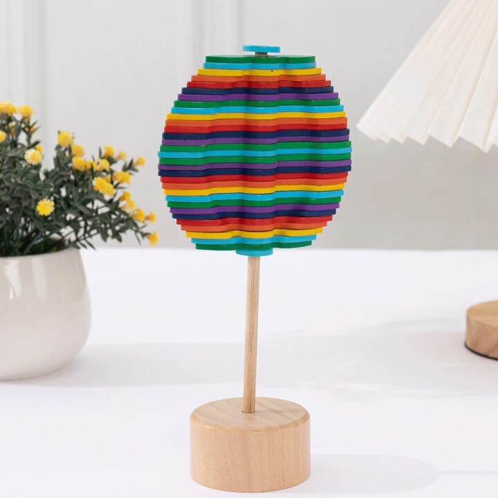 Fibonacci Spiral Tree Rotating Wooden Lollipop Decompression Wooden Toy ...