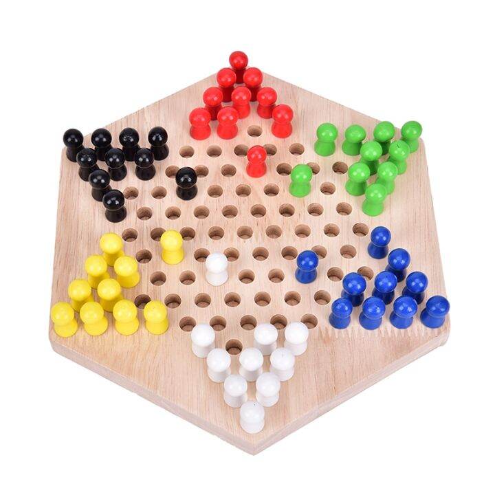 Chinese Checker Game Set Wooden Educational Board Kids Classic Halma ...
