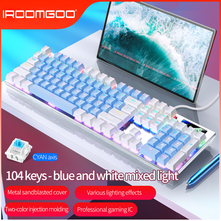 Blue Red LED Backlight Switch 87/104 Keys Gaming Mechanical Keyboard ...