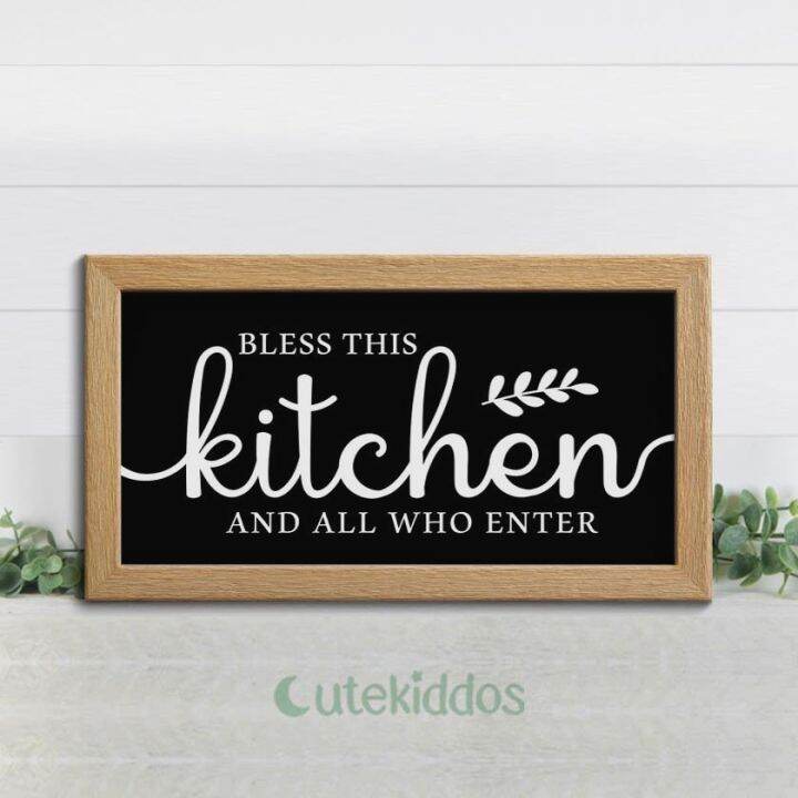 Hiasan Dinding Dapur Wall Decor Poster Papan Tanda Bless This Kitchen ...